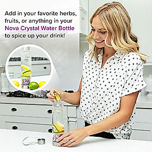 Crystal Elixir Infused Clear Motivational Gem Water Bottle + Protective Sleeve + Removable Crystals Healing Stones | Witchcraft Supplies Infuser Water Bottle – 15 Oz (Amethyst)