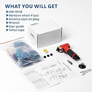Pneumatic Mini Orbital Sander Grinder Polisher Kit, 2 inch Air Right Angle Surface Prep Tool with 41pcs Roll Lock Discs