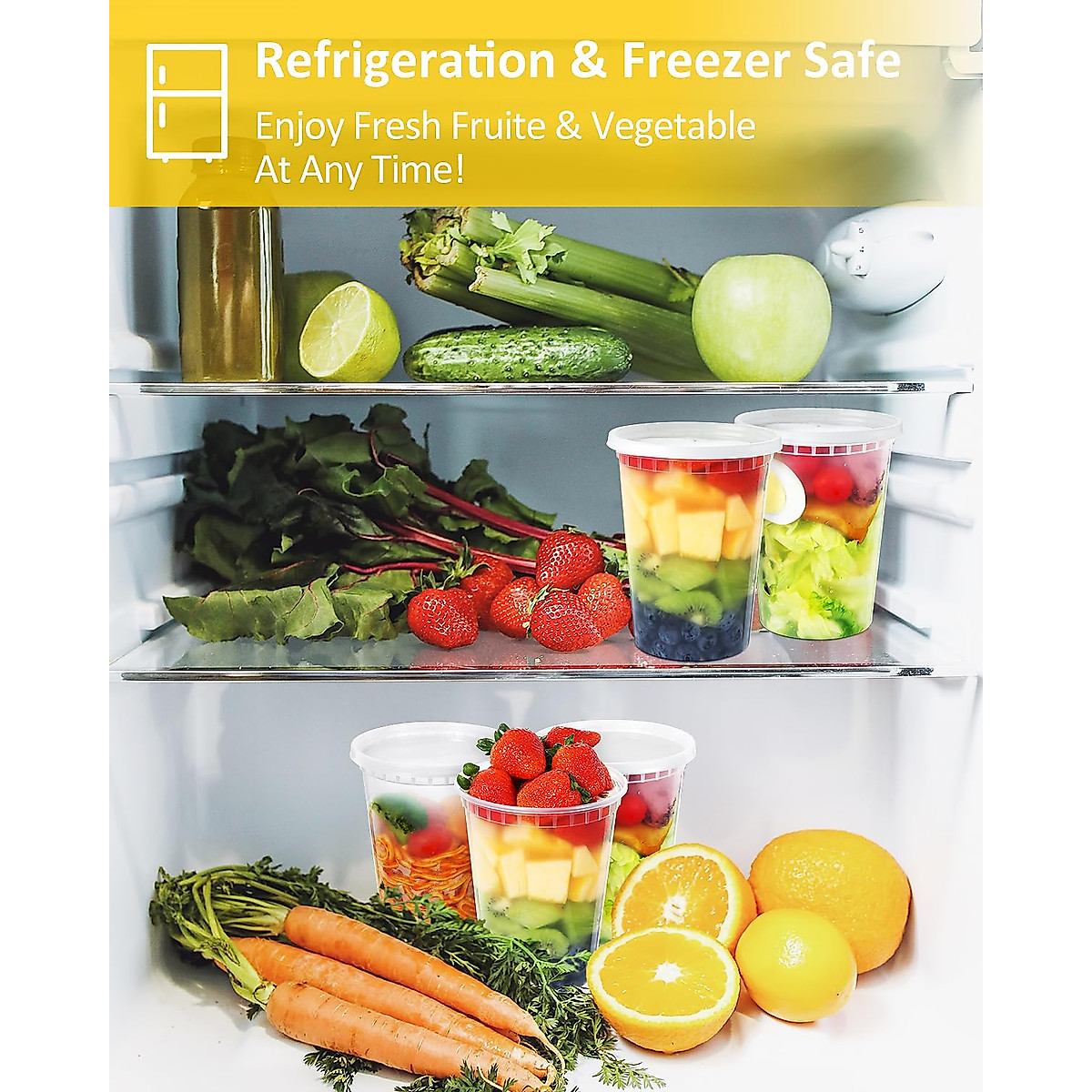 SHOPDAY Deli-Containers-with-Lids-32 Oz [50 Sets] - Plastic-Food-Storage-Containers-with-Airtight-Lids, Freezer-Containers-for-Meal-Prep, BPA-Free-Soup-Containers-for-Overnight Oats, To-Go-Containers