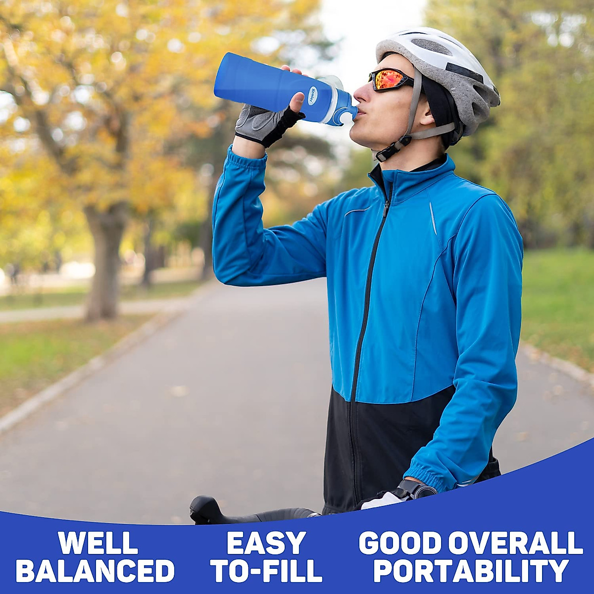 Kemier Collapsible Silicone Water Bottles-750ML,Medical Grade,BPA Free.Can Roll Up,26oz,Leak Proof Foldable Sports & Outdoor Water Bottles (Blue)