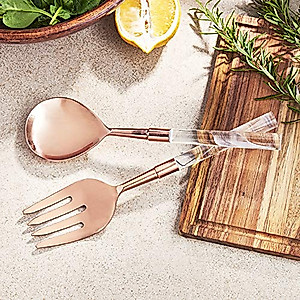 Party Essentials Salad Serving 2-Piece Stainless Steel Set with Decorative Handles Perfect for Salad Lovers, Parties, Entertaining, Gifts and More