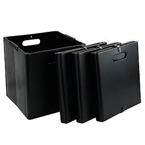 Morcte 4-Pack Collapsible Plastic Storage Cubes Organizer, Black Folding Cube Storage Bins