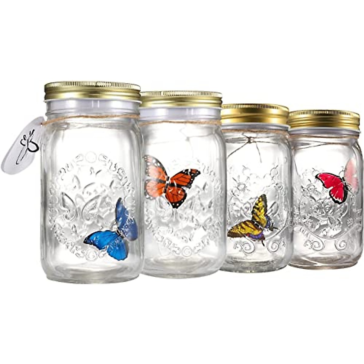 Butterfly Collection Jar, Butterfly in a Jar That Moves, Butterfly Collection Mason Jar, Animated Butterfly in a Jar (Yellow)