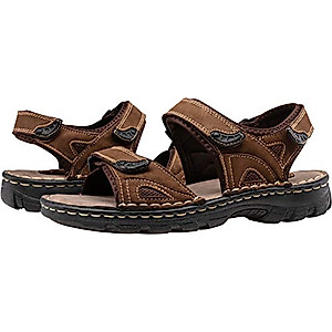 Jousen Men and Women's Sandals Leather Outdoor Beach Sandal Open Toe Water Strap Sport Sandal (AMY661 Dark Brown 10)