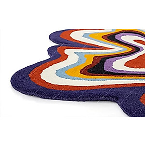 Naz Carpet Beyond Rug Irregular Shaped Throw Illusion Pattern Hand-Tufted 100% Wool Handmade Area Rug (Color Multi, 7x7 Feet)