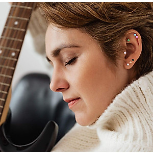 EVELICAL 48Pcs 16G Surgical Steel Lip Rings for Women Acrylic Labret Studs Monroe Conch Cartilage Tragus Helix Earrings Body Piercing Jewelry Style 1 8mm