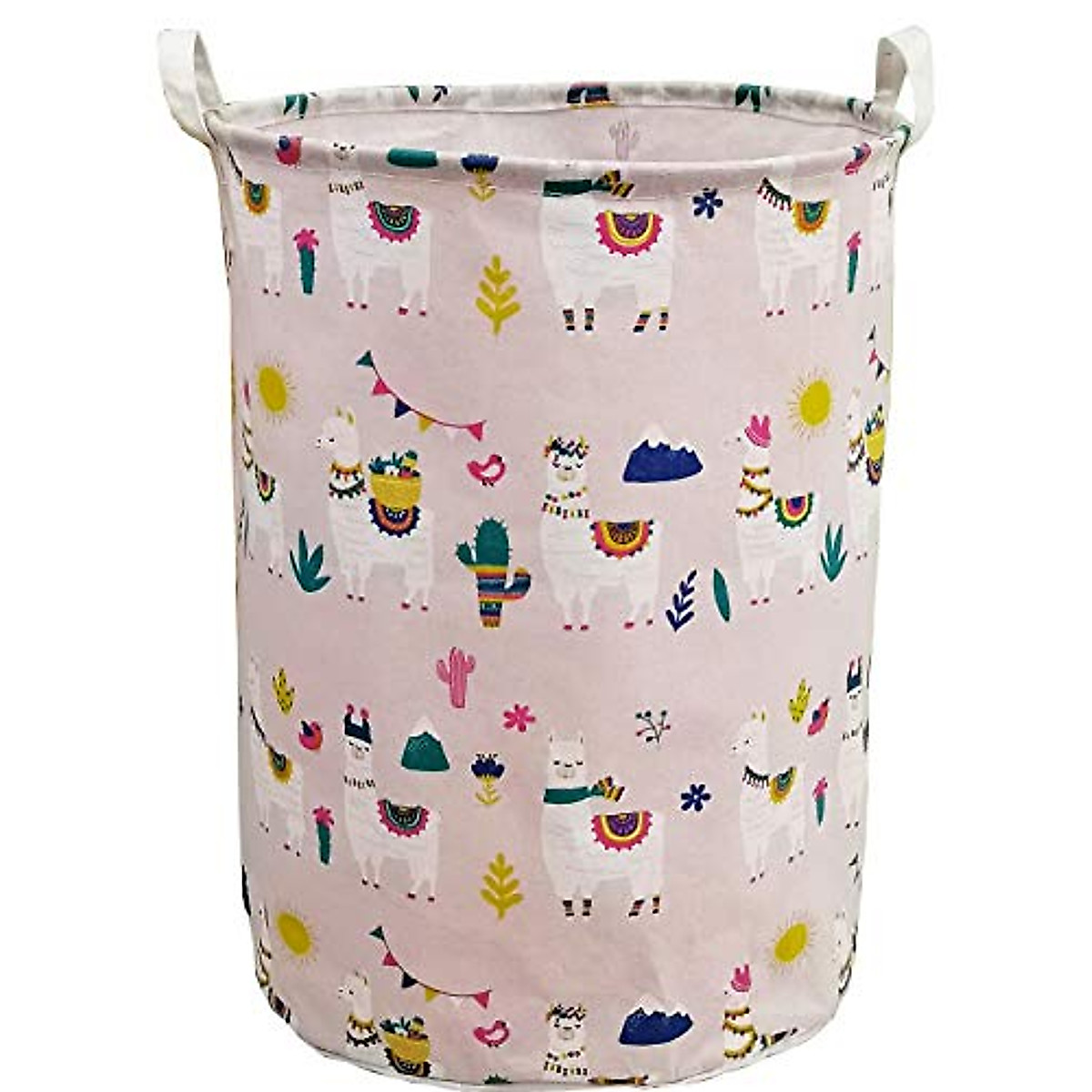 Storage Baskets Waterproof Foldable Organizer Large Storage Bins for Dirty Clothes Home and Office Toy Organizer Laundry Hamper(Pink Llama)