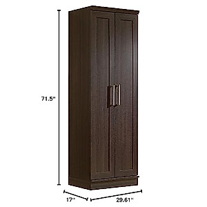 Sauder HomePlus Storage Cabinet, Dakota Oak Finish & 419496 Miscellaneous Storage Storage Cabinet, L: 29.375" x W: 16.125" x H: 71.125", Cinnamon Cherry Finish