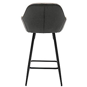 BTEXPERT 25 inch Bucket Upholstered Dark Gray Accent Dining Bar Chair Set of 2, 5091m Vintage Gray Stools (2) (5091M-2)