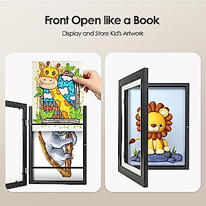 Funchi 10x12.5 Kids Art Frame, Front Opening Storage Kids Artwork Frames Changeable for Wall and Tabletop with 4 Display Types, Holds 50 Pcs Children Art Projects, 3D Picture, Drawing, Schoolwork, Craft, Portfolio, Hanging Art Frames in Kids Room Décor Ho