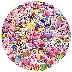 100Pcs Cute Cortoon Game Kirby Stickers Cartoon Kirby Star Sticker for Water Bottle Vinyl Waterproof Stickers for Kids Teens Adults Laptop Skateboard (Kirb)