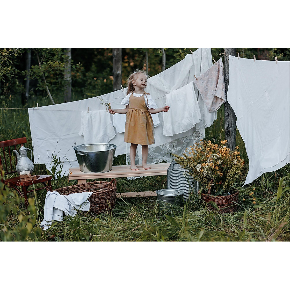 TIMOGG Toddler Baby Girl Cotton Linen Solid Dress Sling Bow Summer Skirt Casual Beach Girls Sundress with Pockets Overall Dress (Khaki, 4-5 Years)