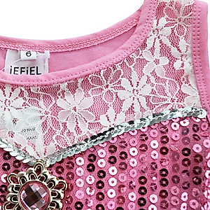 iEFiEL Girls Sequin Dress Chiffon Tutu Ballet Leotard Dressing up Pink 3