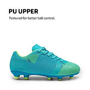 DREAM PAIRS Boys Girls Soccer Cleats Youth Firm Groud Athletic Outdoor Trainning Football Shoes for Little/Big Kid,Size 2 Little Kid,Blue/Neon Green,SDSO224K
