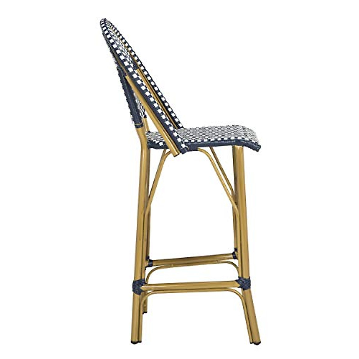 Safavieh PAT4008A Collection Ford Navy and White Indoor/Outdoor Stacking French Bistro Bar Stool
