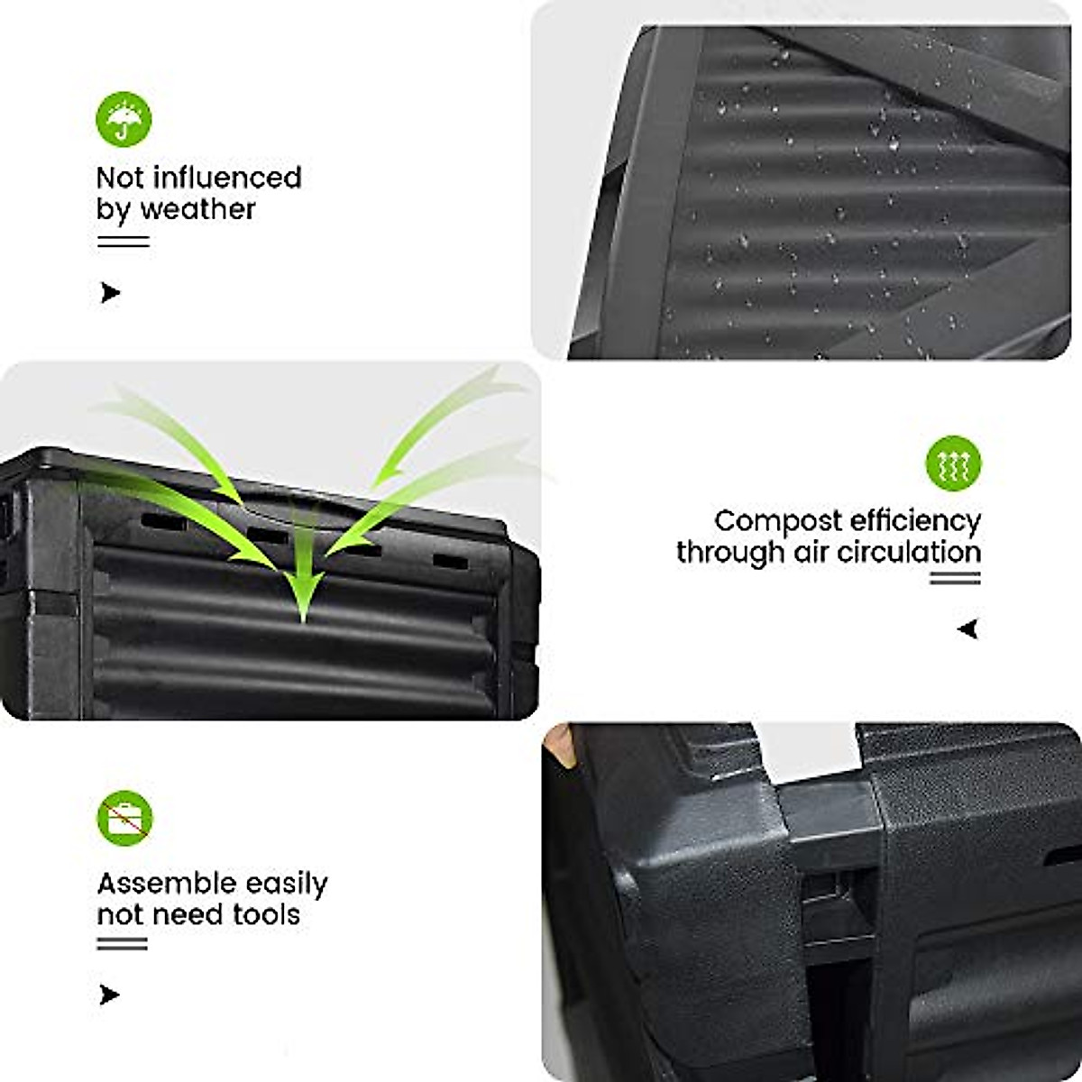 Garden Compost Bin from BPA Free Material, 80 Gallon(300 L), Easy Assembling, Large Capacity, Fast Creation of Fertile Soil