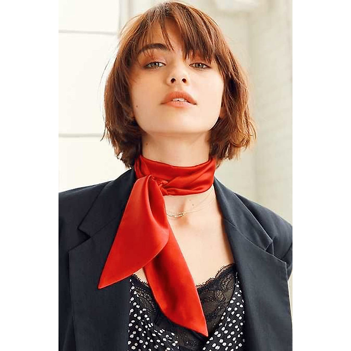 LNYSOTX Red Scarf Red Ascot Fred Scooby Doo 1950s Neck Scarf Satin Silk Mime Costume Accessories Hair Bandanas