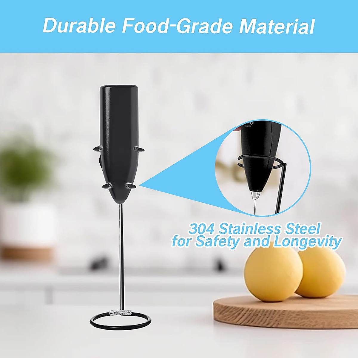 YAFIYGI Frother Stand Kitchen Milk For Coffee Stainless Steel Stand Fits for Multiple Types of Coffee Frothers - Heavy Duty Stand Ideal (Black)