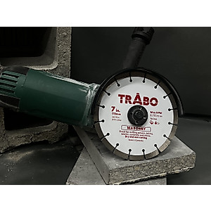 Trabo 7 Inch Masonry Segmented Rim Diamond Bond Blade for Cutting Cement, Pavers, Concrete with Rebar, Natural Stone and More, with 7/8 Inch Arbor with 5/8 Inch Reducer Ring