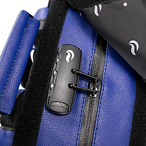 Skunk Backpack Urban - Smell Proof - Weather Resistant - NOW WITH COMBO LOCK (Blue/Brown Leather)