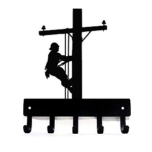 The Metal Peddler Lineman Poleman Wall Key Rack Hanger - Small 6 inch Wide - Made in USA; Storage Hooks for Home or Office