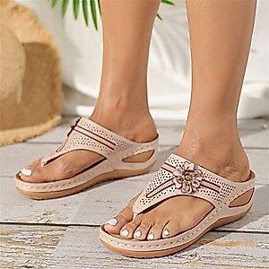Born Womens Sandals 7 Ladies Shoes Wedge Platform Thong Sandals Casual Shoes Beach Shoes Light Soft Sole Thong Flip (Pink, 7.5)