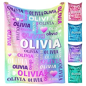 Personalized Baby Blanket, Custom Name Blanket for Kids, Babies & Adults, Custom Blankets for Girls Boys, Unique Baby Gifts for Birthday Christmas Memorial Day