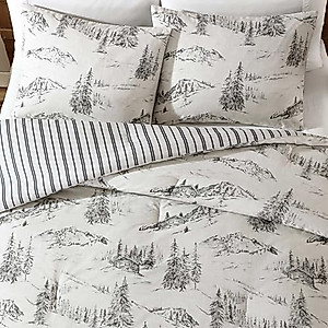 Eddie Bauer - Full/Queen Duvet Cover Set, Super Soft Bedding with Matching Sham(s), Cozy Home Decor, Oeko-Tex Certified (Rocky Mountain Cabin Grey, Full/Queen)