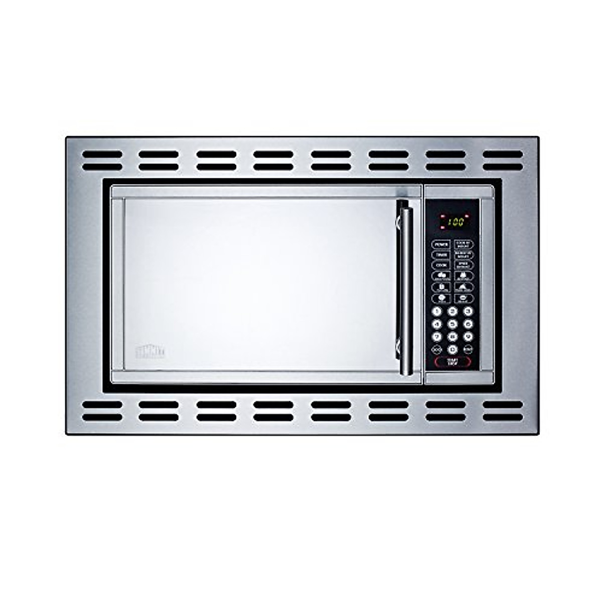 Summit OTR24 24" Built-In Microwave With Mirror Finish Door, Trim, and One-Touch Digital Controls, Stainless-Steel