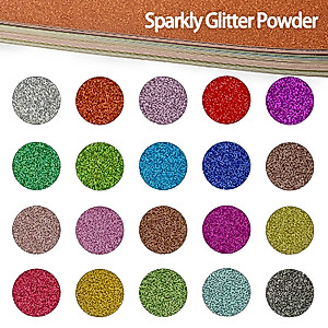 Glitter Cardstock Paper, 40 Sheets 20 Colors, Colored Cardstock for Cricut, Premium Glitter Paper for Crafts, A4 Glitter Card Stock for DIY Projects, Sparkly Paper for Card Making, 250 GSM