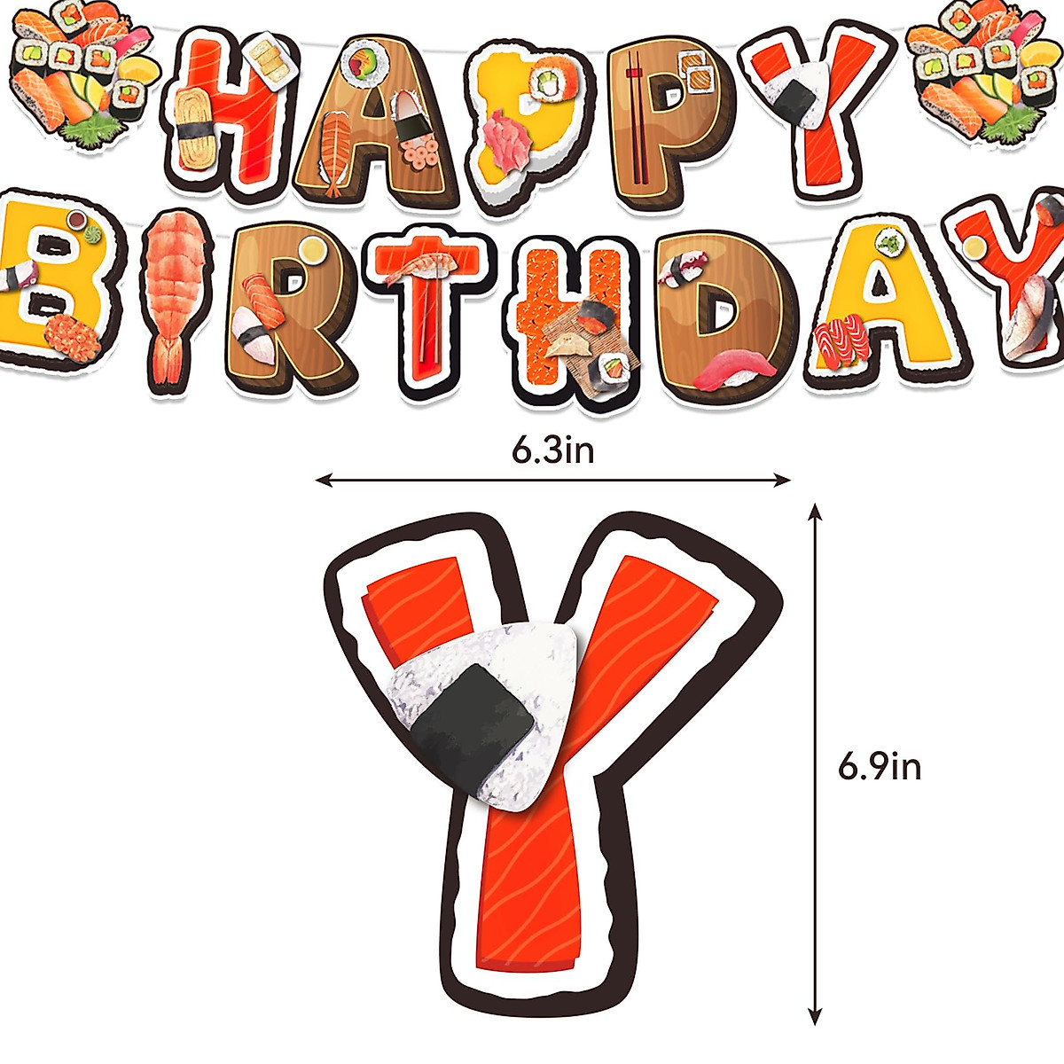 Sushi Party Supplies Japanese Birthday Party Decorations Includes Sushi Birthday Backdrop Banner Cake Topper Cupcake Toppers Balloons for Sushi Themed Party Baby Shower Decorations