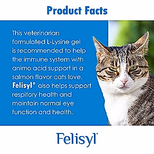Felisyl L-Lysine Gel for Cats - Immune System Support - Supplement Support for Healthy Tissue, Respiratory, and Vision - Salmon-Flavored - Made in The USA - 5 oz