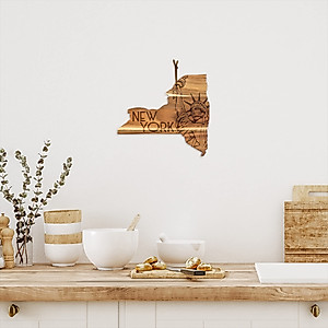Totally Bamboo Rock & Branch Origins Series New York State Shaped Cutting Board and Charcuterie Serving Tray, Includes Hang Tie for Wall Display
