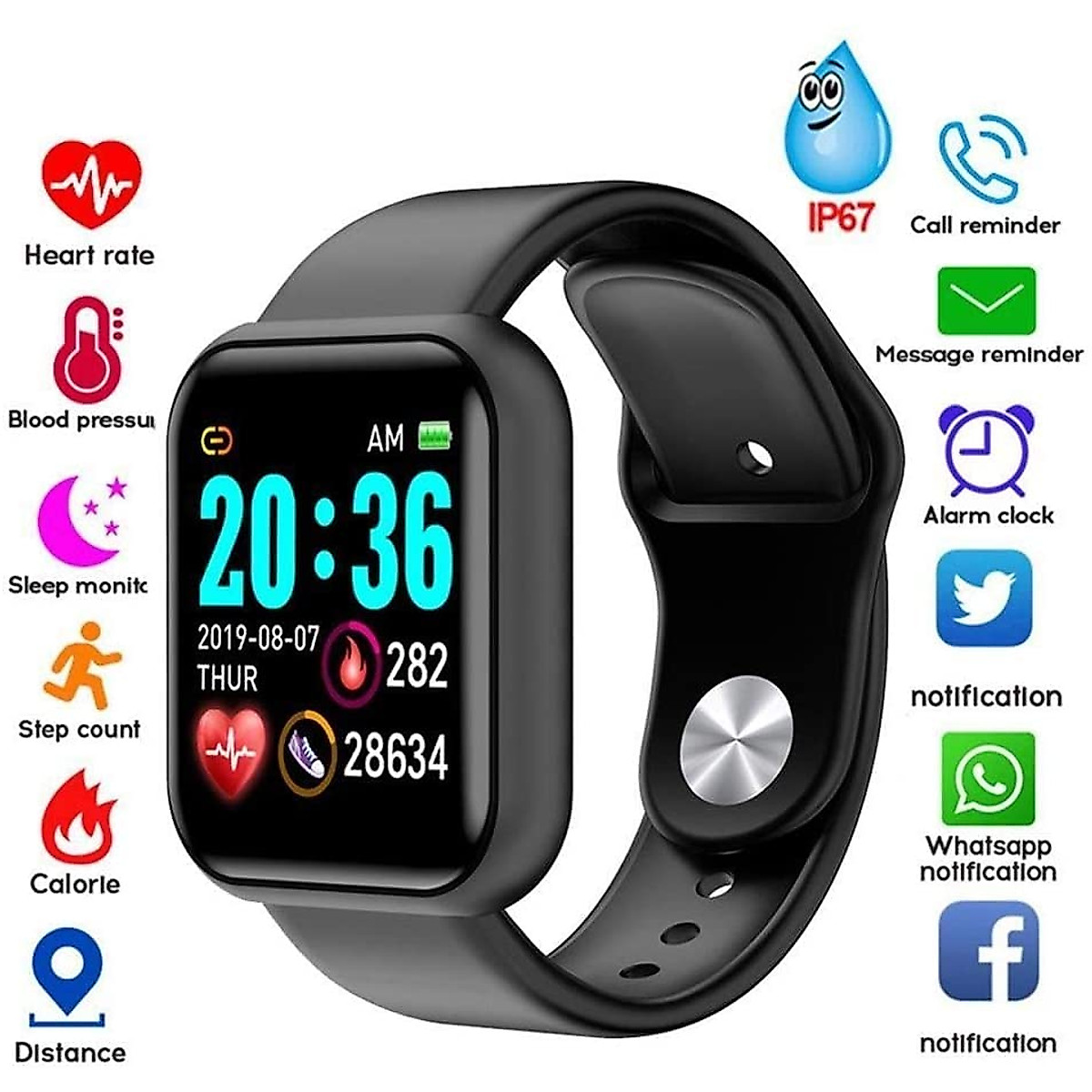 1.44" Touch Screen Fitness Watch with Heart Rate Sleep Monitor, Blood Oxygen,Step Counter for Men Women Activity Trackers Smartwatch Sports for iOS Android