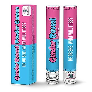 Boom Reveal Co. | Gender Reveal Powder Cannons, Pink OR Blue Set of 2 (18 inch) Gift Ready, Party Popper, Baby Shower Announcement Boy or Girl Decorations (Pink)