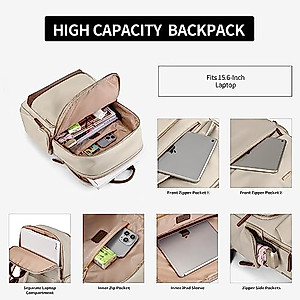 GOLF QUALITY Laptop Backpack for Women Casual Daypack Travel Work Computer Bookbag Fits 15.6 Inch Notebook (Apricot)