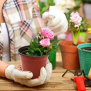 Delxo 100 Pcs 4 Inch Plants Nursery Pots Reusable Plant Seeding Nursery Pot Waterproof Plastic Pots Seed Starting Pots