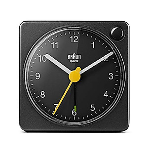 Braun Classic Mixed Black Analogue Alarm Clock Home Gift Bundle with Snooze and Light, Quiet Quartz Movement, Crescendo Beep Alarm in Black, Model BC12B, BC02XB (2 Pack)