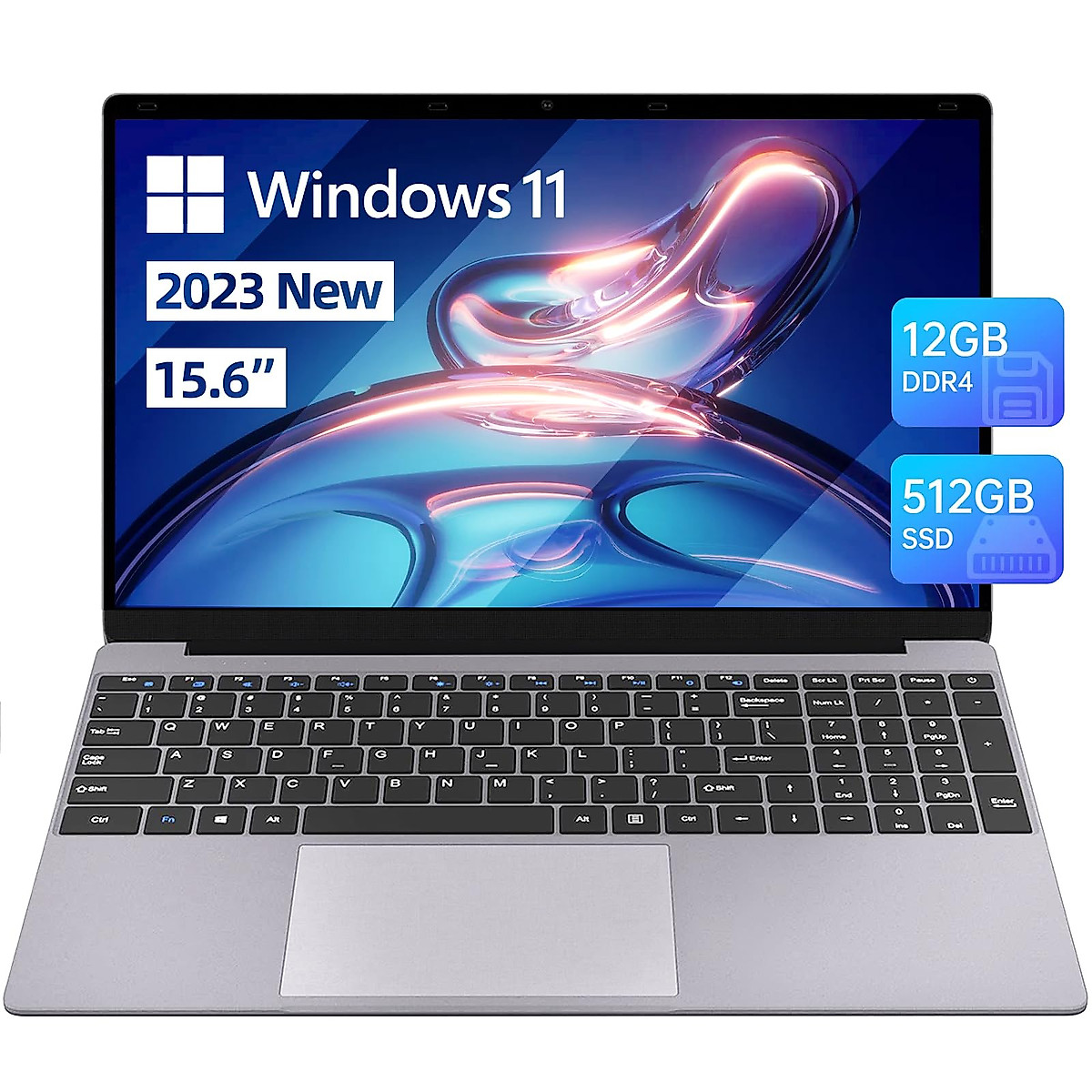 ApoloSign Laptop Computer, 15.6 Inch Windows 11 Laptops with 12GB RAM 512GB SSD, Intel Celeron N5095(Up to 2.8GHz), FHD IPS Display, Mini HDMI, Webcam, Dual Wi-Fi, Bluetooth 4.2 (2023 New)