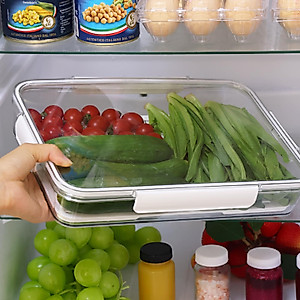Moretoes 2.2L Fridge Organizer Refrigerator Organizer Bins with Lids Bacon Storage Container - Includes Drain Plate to Keep Bacon Fresh and Delicious