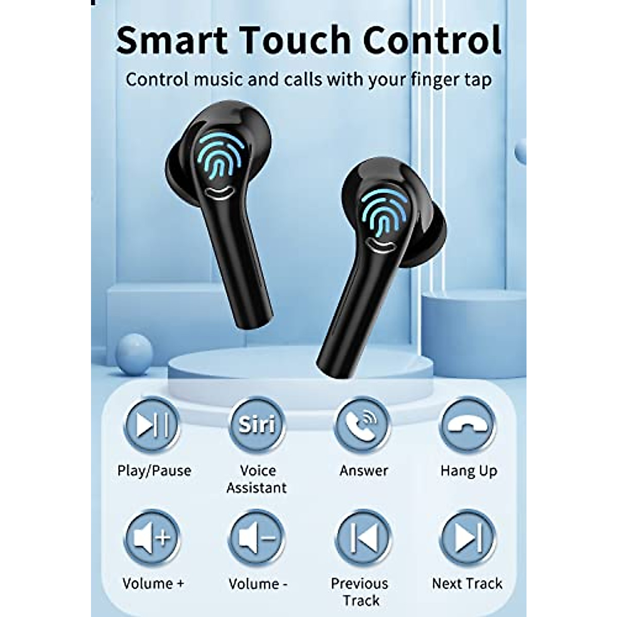 Wireless Ear buds Bluetooth 5.3 in-Ear Earbuds Noise Cancelling 2023 NEW Wireless Headphones LED Power Display IPX6 Waterproof Stereo MINI Bluetooth Earphones with Microphone 36H Battery for Sports