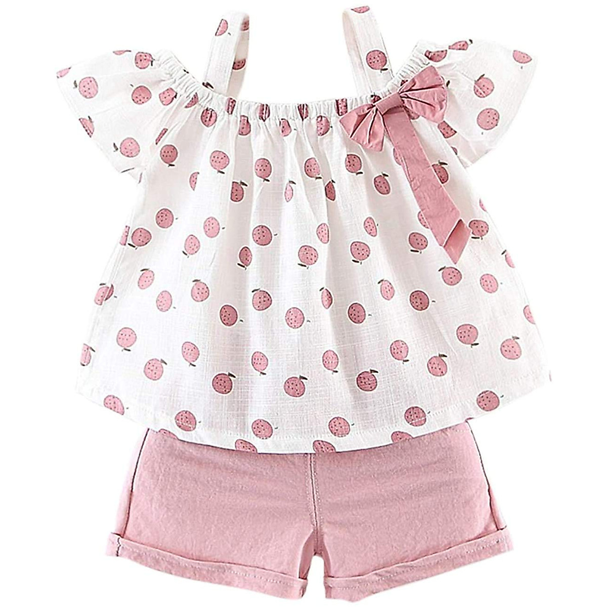 Hipea Toddler Baby Girls Summer Clothes Outfits Ruffle Camisole Spot Dot Tops and Casual Shorts 2-Piece Newborn Girl Clothing Set (2-3T)