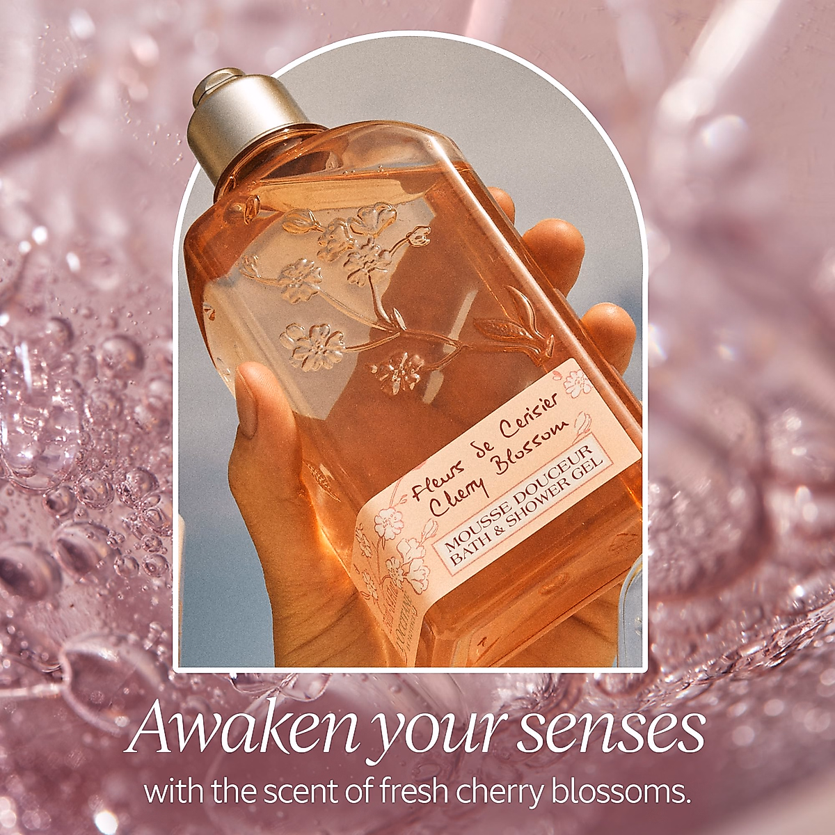 L'Occitane Comforting & Nourishing Cherry Blossom Shower Gel 8.4 fl. Oz: Fruity and Floral Aroma, Infused With Cherry Blossom Extract, Cleansing