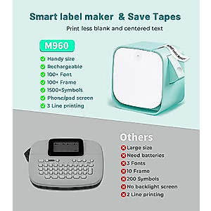 Vixic M960 Label Makers - Bluetooth Mini Label Maker Machine with Tape - Portable Handheld Label Printer,Easy to Use Smartphone Labeler for Home School Small Business Office Organizing, Rechargeable