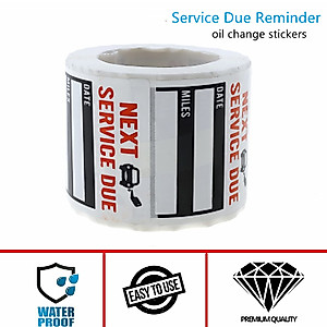Oil Change Stickers 300 Pcs 2x2" Service Black Stickers, Next Service Due Reminder Sticker Roll, Removable Vinyl Stickers in Roll- Peel & Write and Stick with No Residue Car Sticker (Black 300PCS)