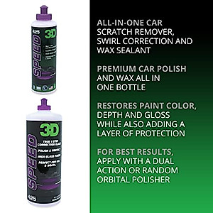 3D Speed Car Scratch Remover Polish & Wax – 16oz – All-in-One Scratch Remover, Swirl Correction & Wax Sealant Protection with Glossy Shine