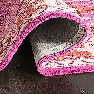 SAFAVIEH Bellagio Collection 8' x 10' Red / Pink BLG545B Handmade Medallion Premium Wool Area Rug