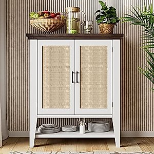 Amyove Rattan Storage Cabinet, White