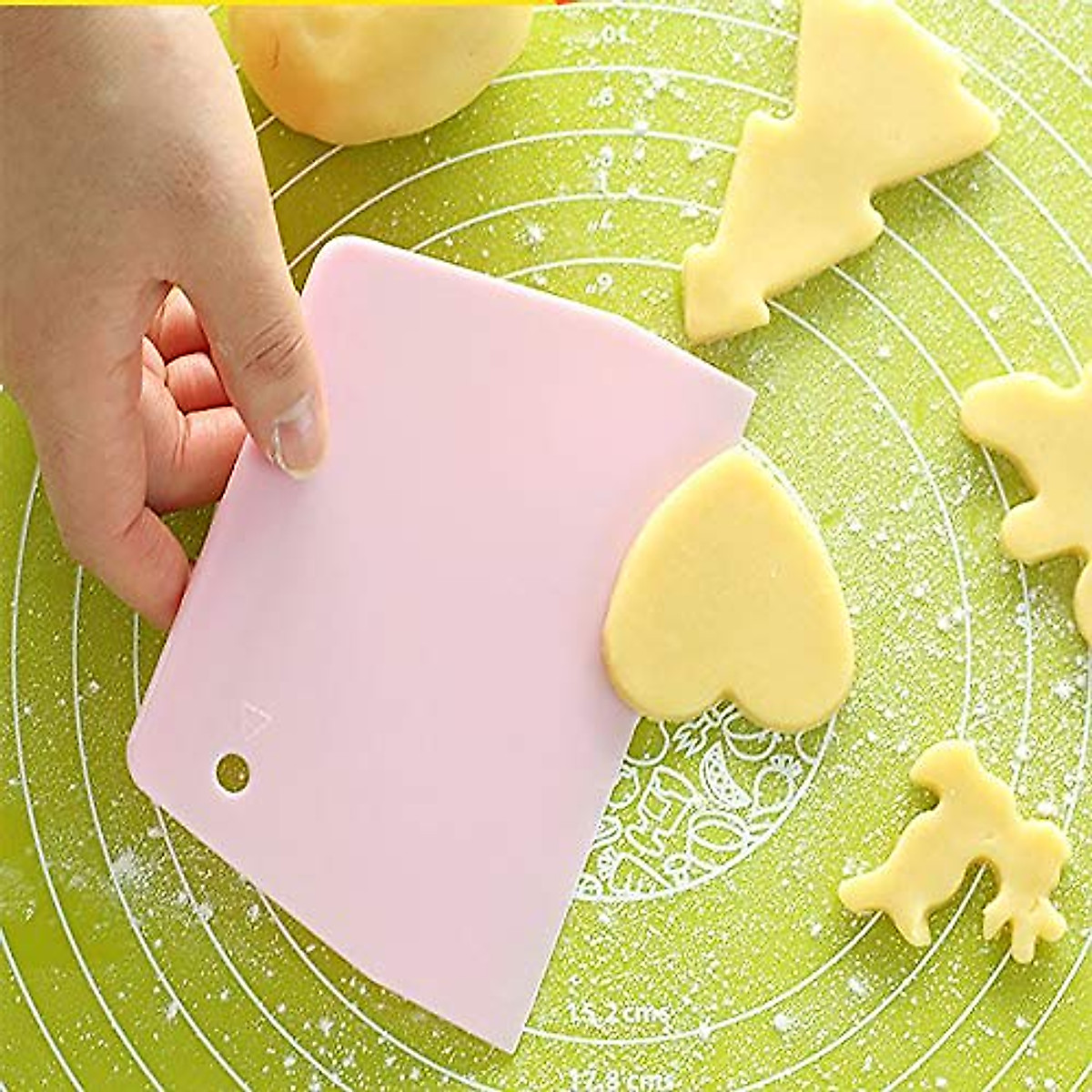10 Pcs Trapezoidal Dough Scrapers, Hard Plastic Cutters, Food-safe Plastic Dough Cutter, Bench Scraper with Small Hole, Multipurpose Kitchen Gadgets Food Scrapers for Baking Pasta Pastry Pizza Cake
