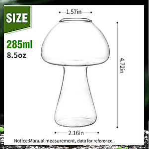ZUDKSUY Cocktail Glasses Wine Glasses Set of 2 Mushroom Accessories Glasses 250ML Mushroom Accessories Glass Cup Personalised Wine Glasses
